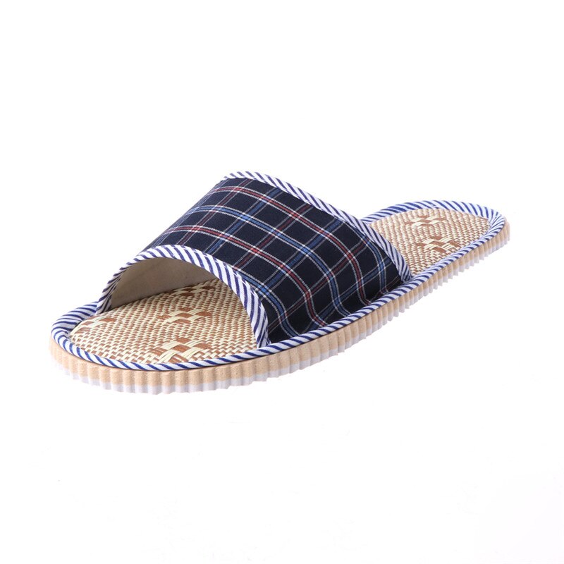 Unisex Linnen Vlas Plaid Huis Platte Slipper Indoo... – Vicedeal