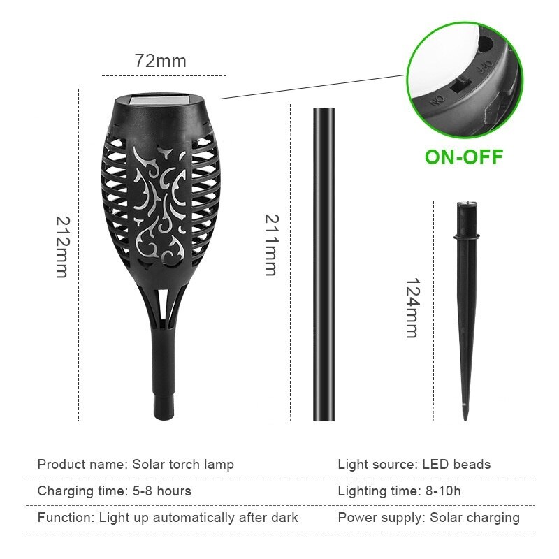 6/8 Pcs Solar Torch Light Garden Lamp 12 LED IP65 ... – Grandado