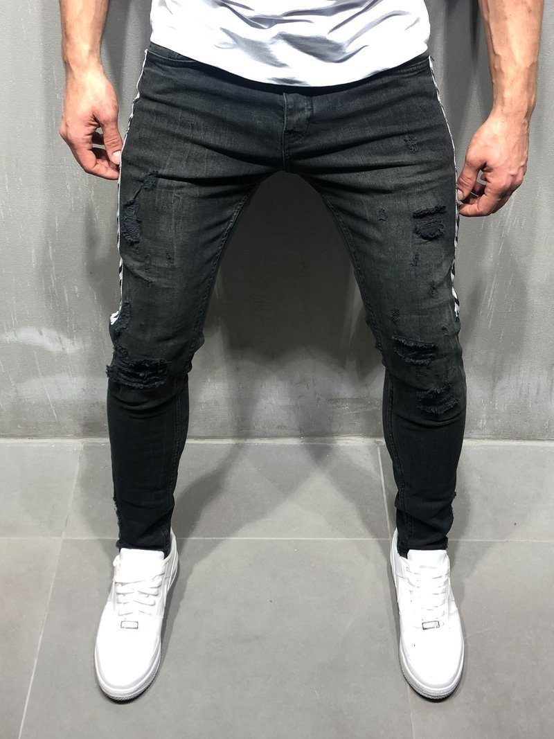 Mens Black Jardineira Calcas Jeans Ripped Destroye... – Grandado