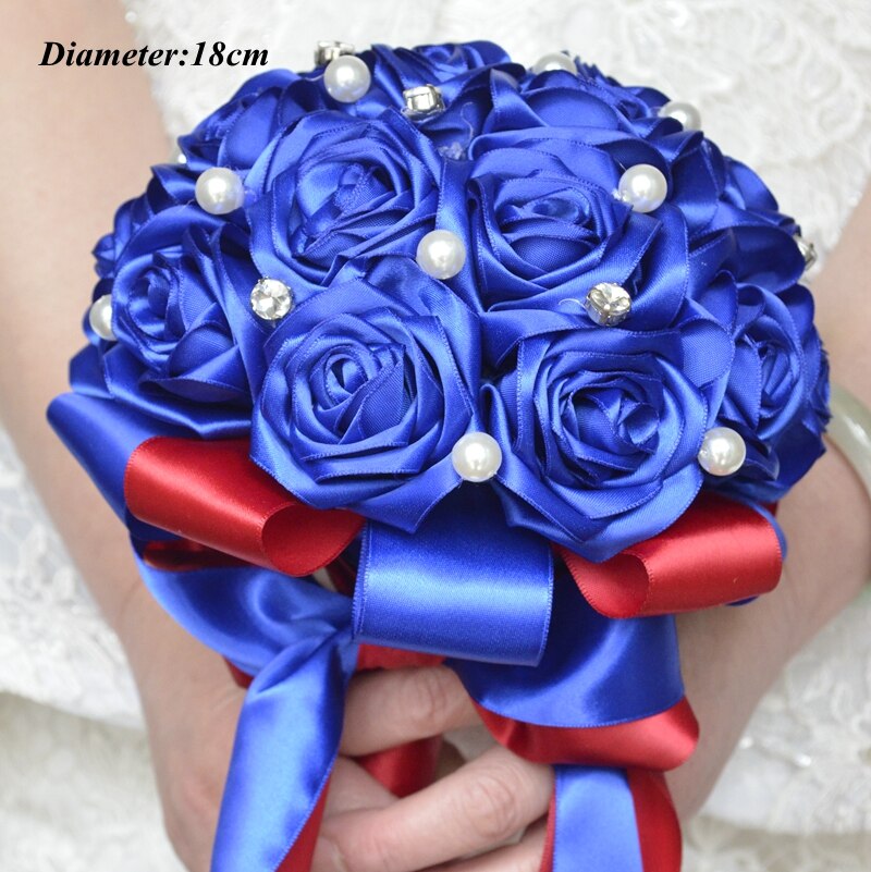 bridal wedding bouquet handmade silk satin Rose fl... – Grandado