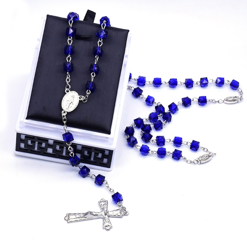 Trendy Necklace Spiritual Catholic Rosary Square B... – Grandado