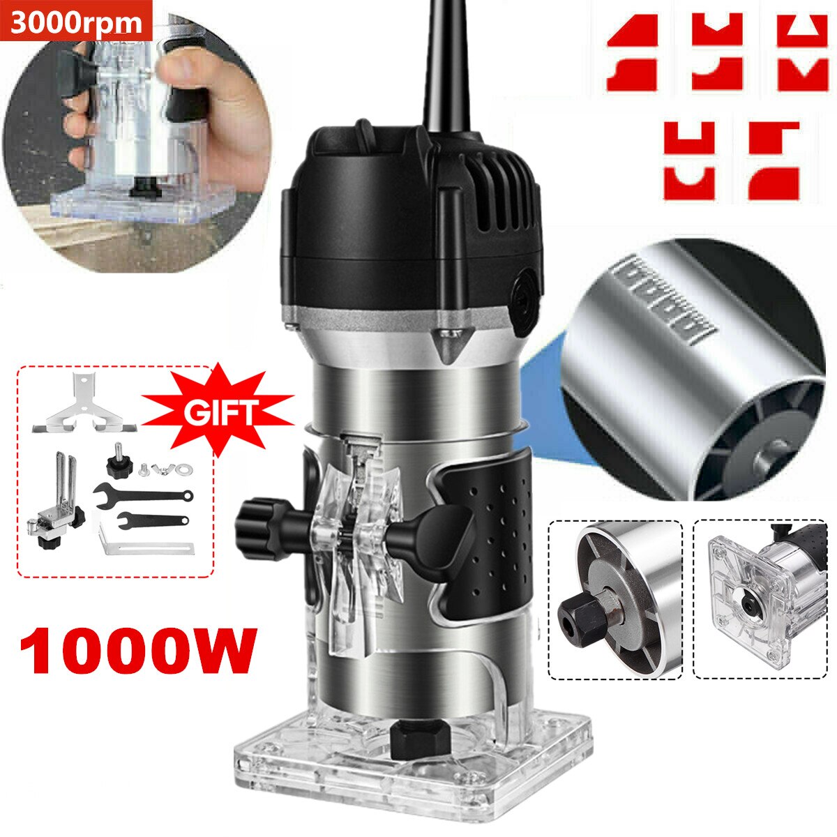 1000W 32000r Wood Router Tool Combo Kit Electric W... – Vicedeal
