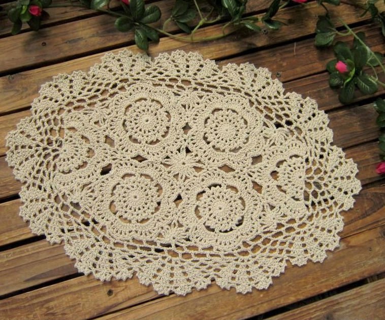 Vintage Crocheted Doilies Oval Table Mat Shabby Ch... – Grandado