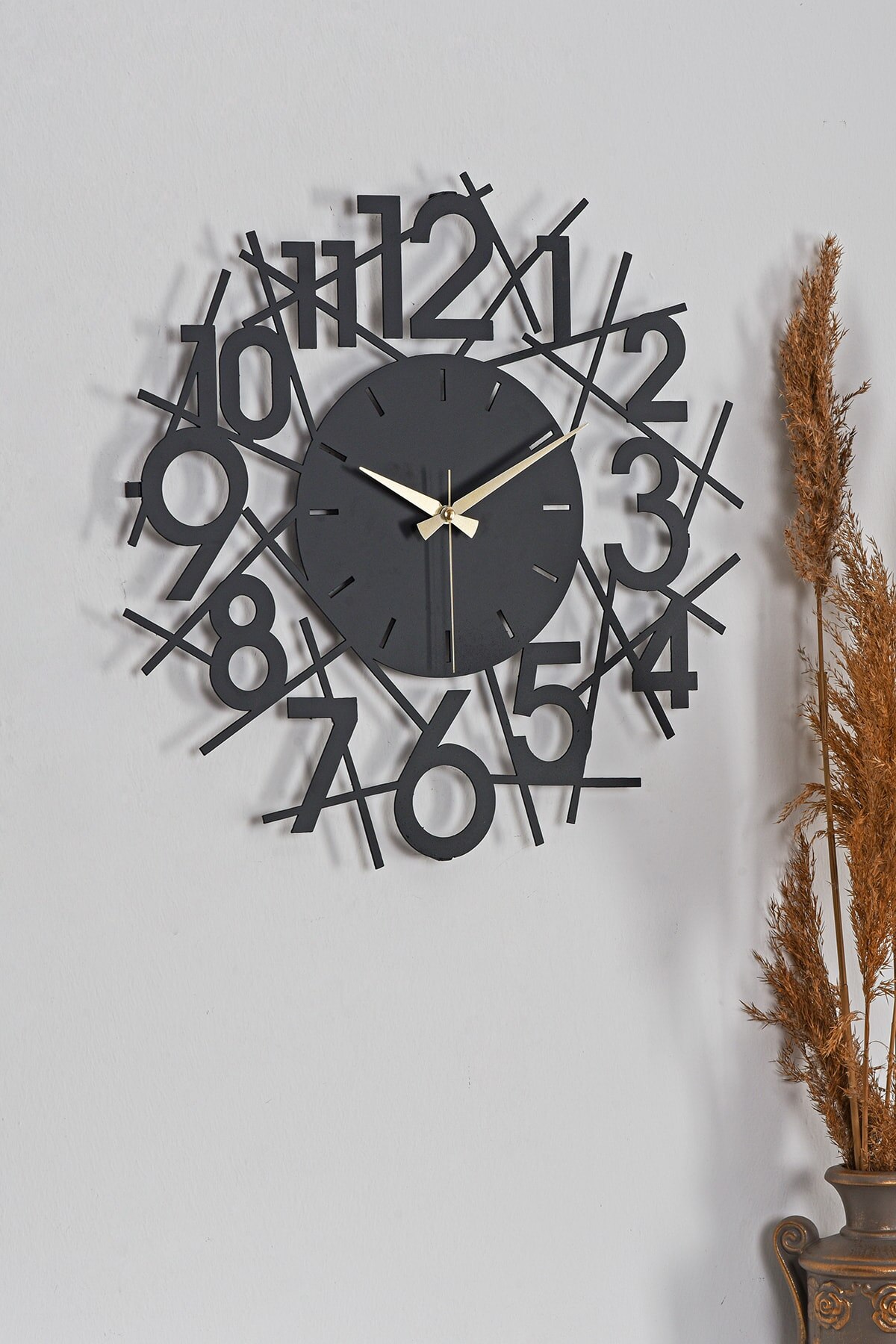 Muyika Lineal Metal black wall clock 41x41cm Mds-4... – Grandado