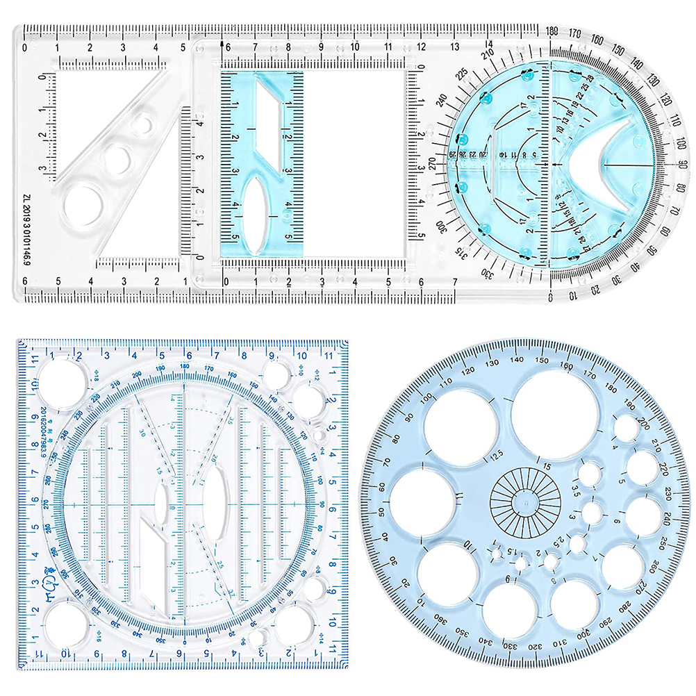 1 Set Geometric Drawing Ruler Students Drawing Rul... – Vicedeal