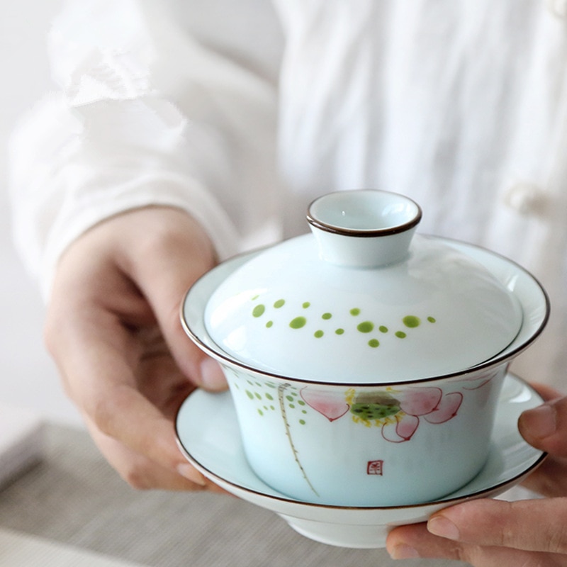 big gaiwan set 250ml porcelain tureen with lid han... – Grandado