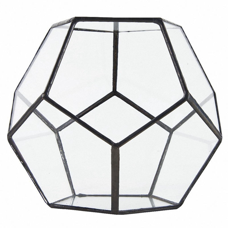Black Glass Pentagon Geometric Terrarium Container... – Grandado