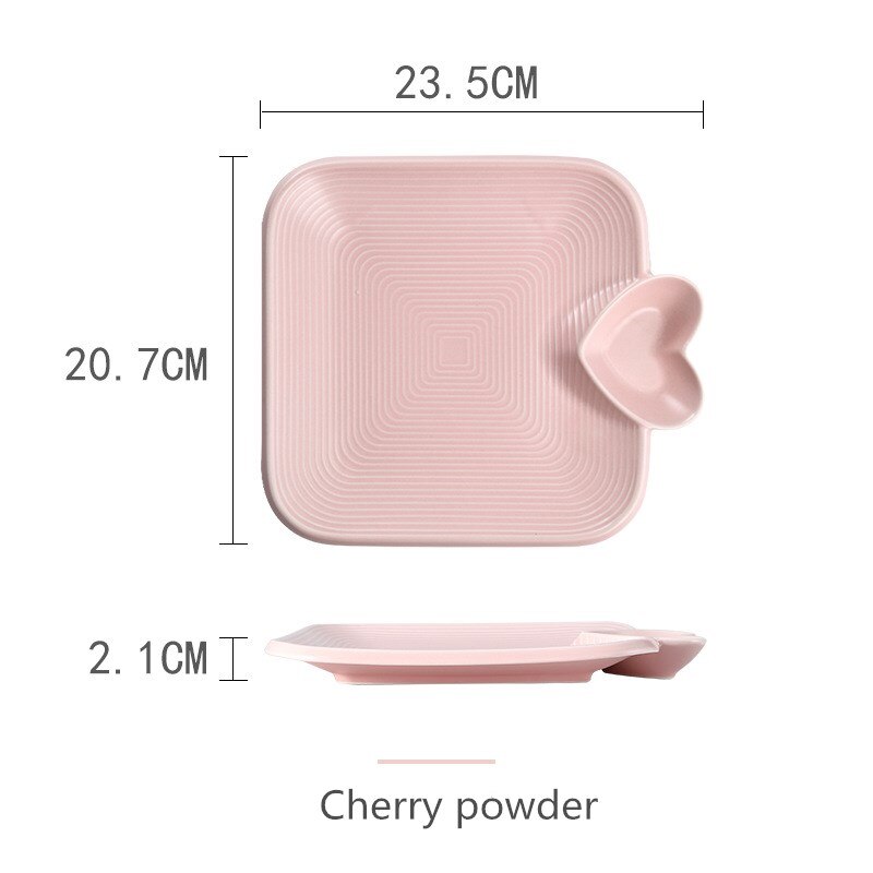 Nordic peach heart grid plate can be microwave ove... – Vicedeal