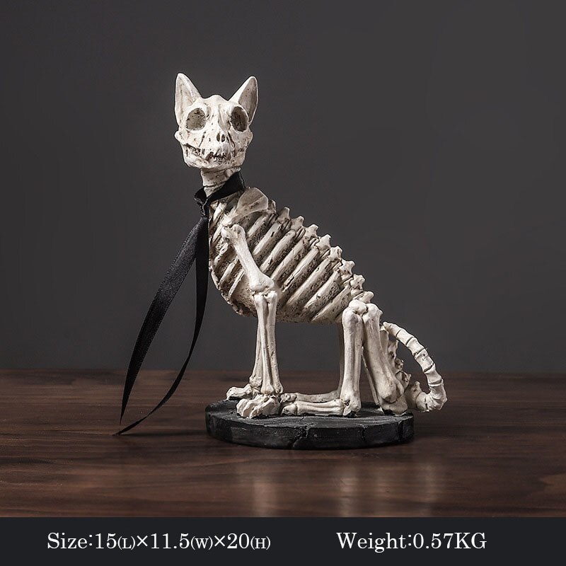 Resin Skull Dog Statue Skeleton Props Sculpture Ho... – Grandado