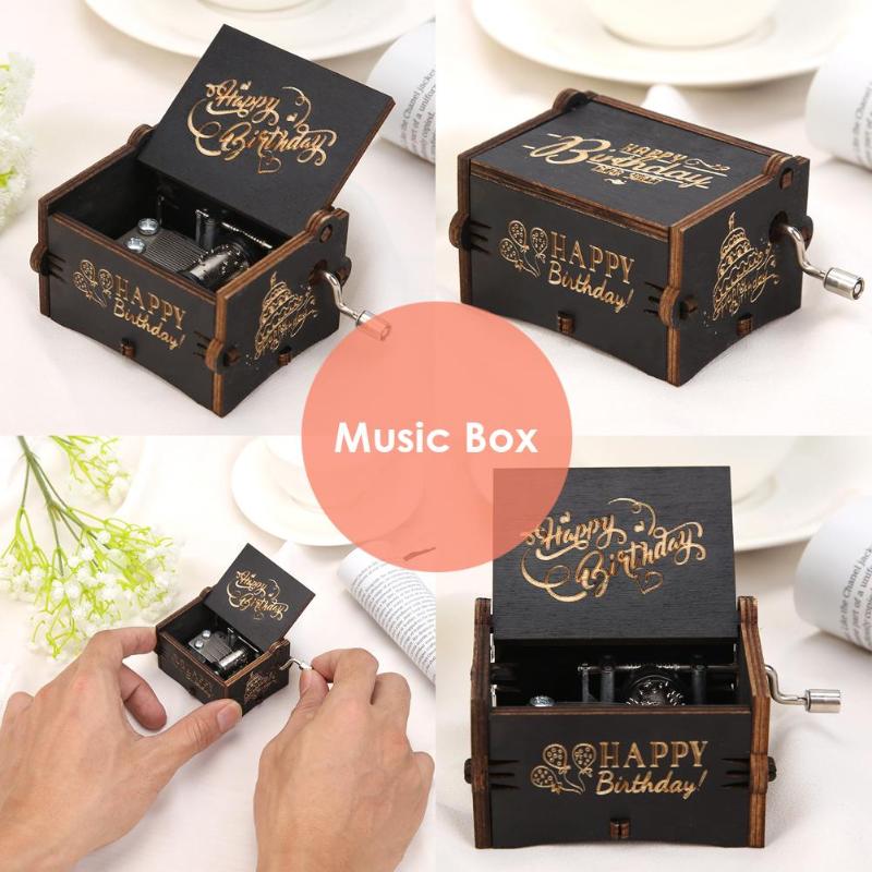 Black Retro Vintage Wooden Hand Cranked Music Box ... – Grandado