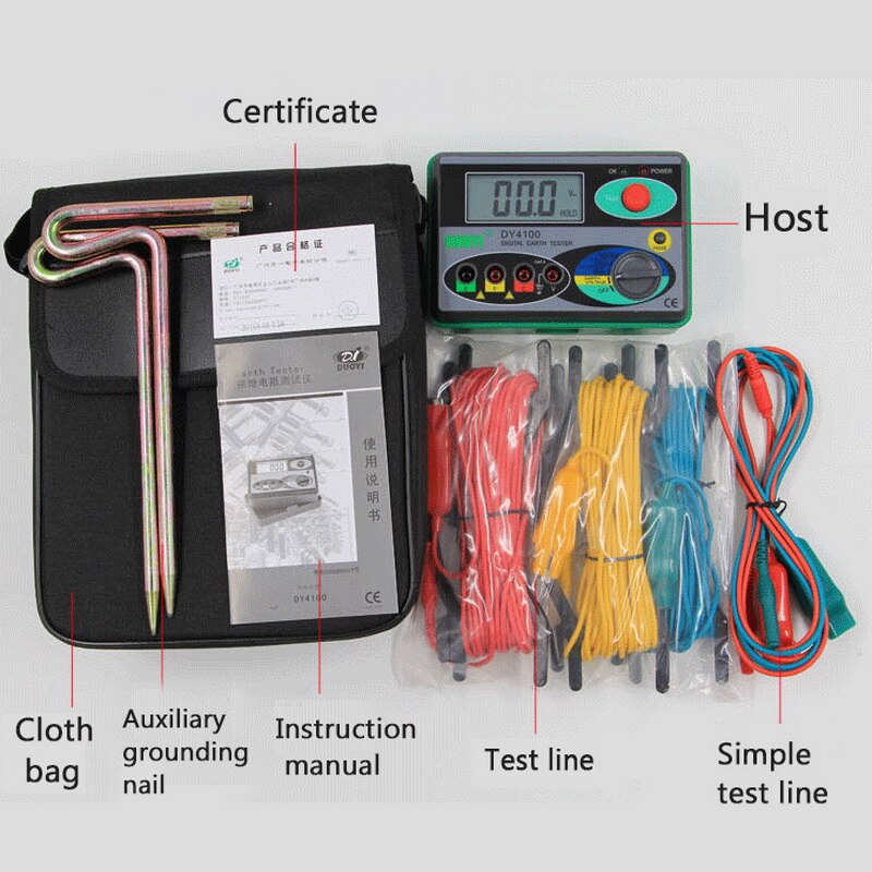 0-2000 Ohm Digital Earth Ground Resistance Tester ... – Vicedeal