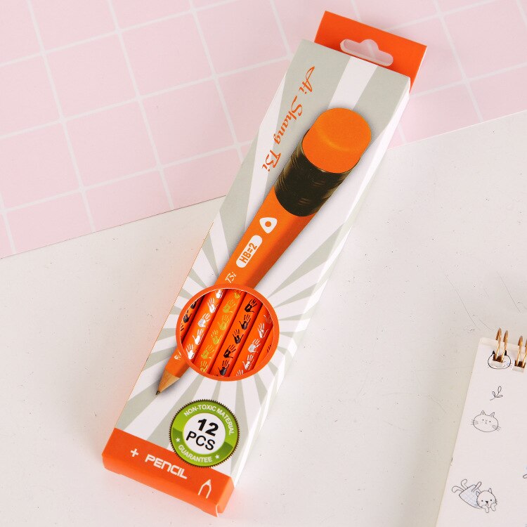 12 Pencils/box wood Personality pencil With eraser... – Vicedeal