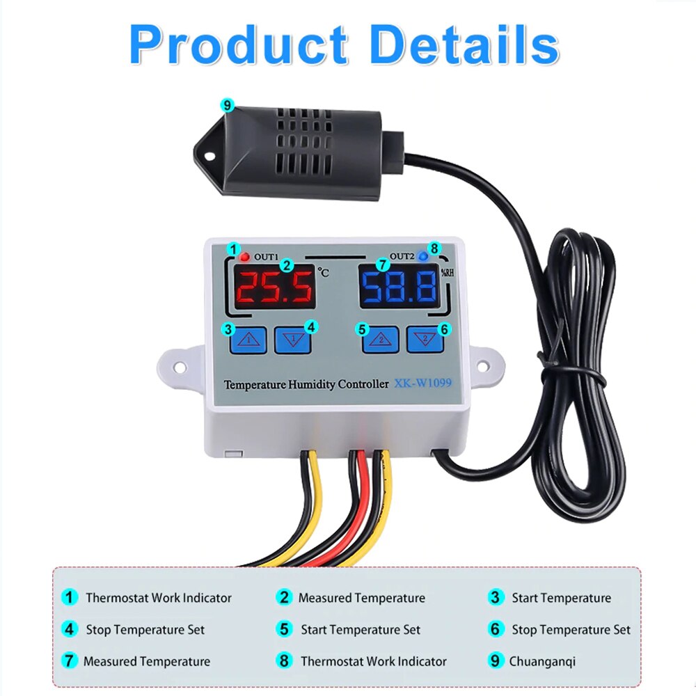 Dual Digital Temperature Humidity Controller Home ... – Grandado