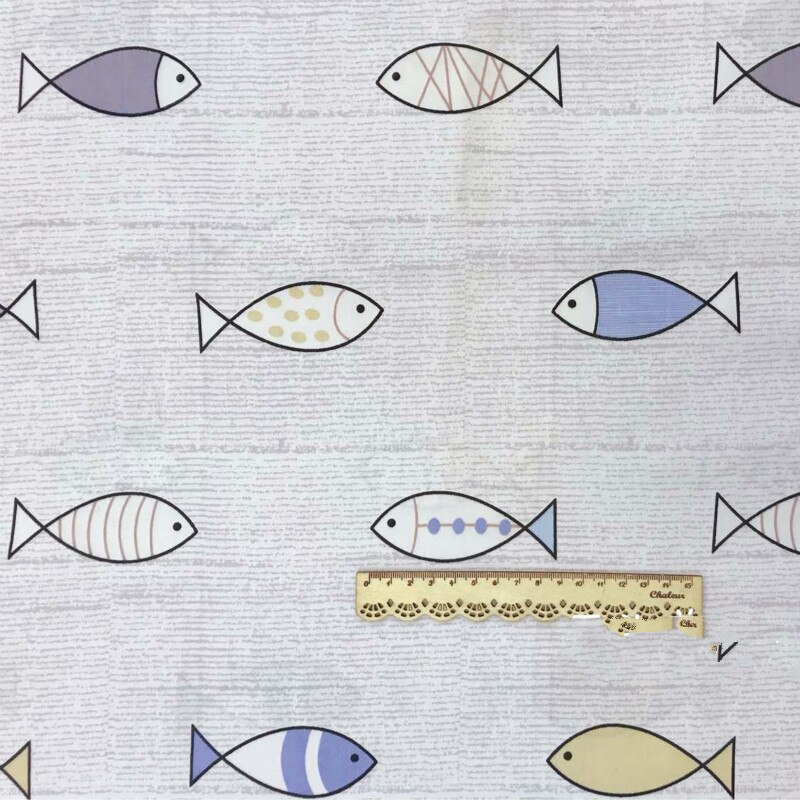Fish Printed Cotton Twill Fabric Cotton fabric by ... – Grandado