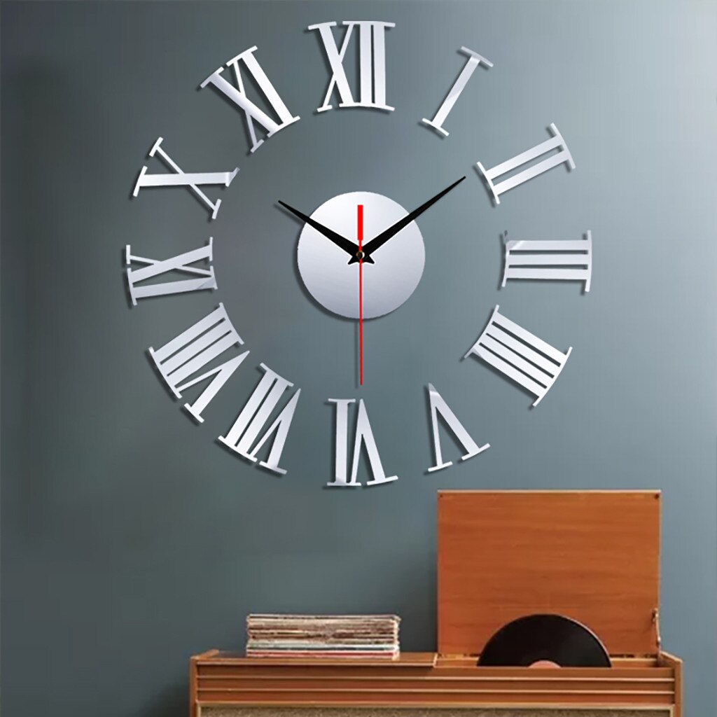 Frameless DIY Wall Mute Clock 3D Mirror Surface St... – Grandado
