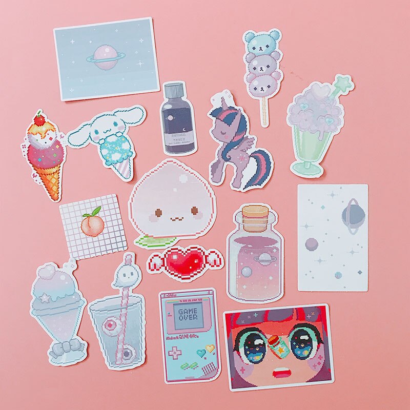 30PCS Pixel Style Stickers DIY Stationery – Grandado