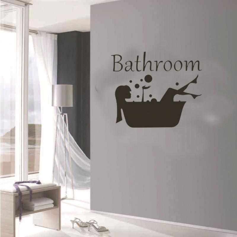 Black Art Bathroom Wall Stickers Toilet Home Decor... – Grandado