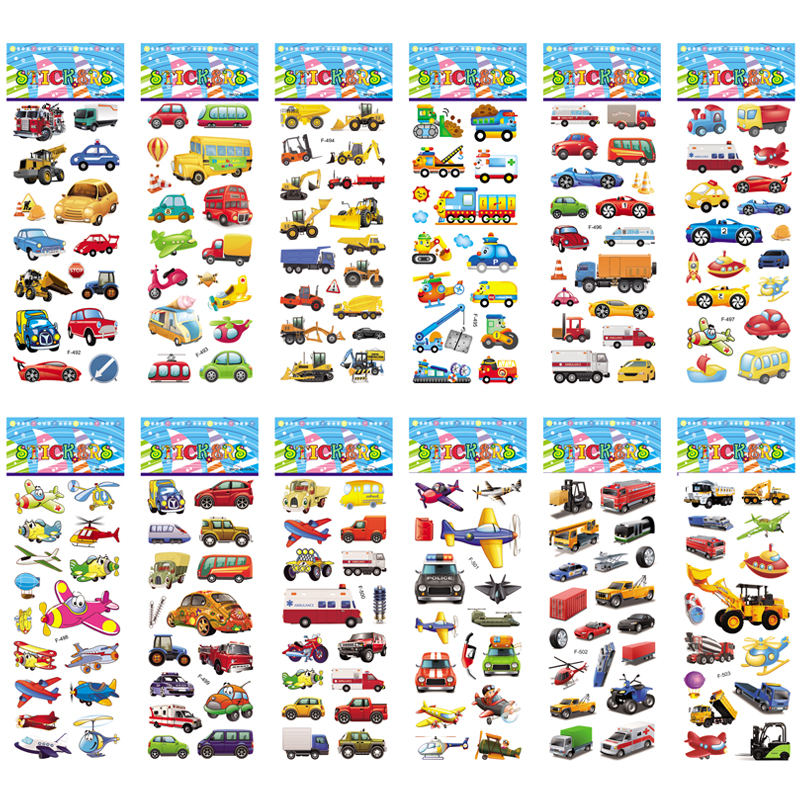 12 Different Sheets Cartoon Car Sticker 3D Sticker... – Grandado