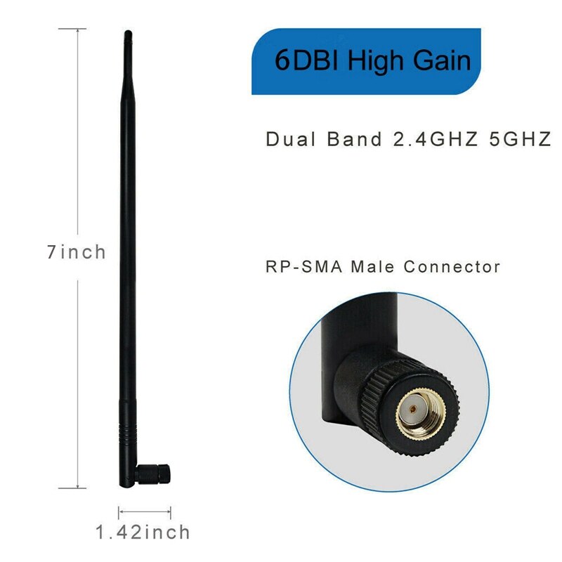 2PCS 6DBi RP-SMA 2.4GHz 5GHZ High Gain WiFi Router... – Vicedeal