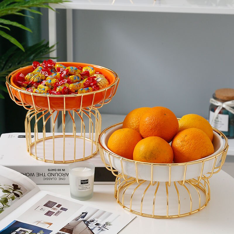 Ceramic Iron Frame Fruit Plate Nordic Light Luxury... – Vicedeal