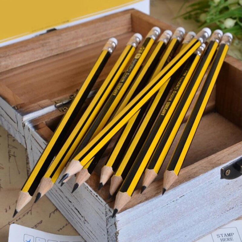 3pcs/lot Classical Yellow Black strip HB pencil wi... – Vicedeal