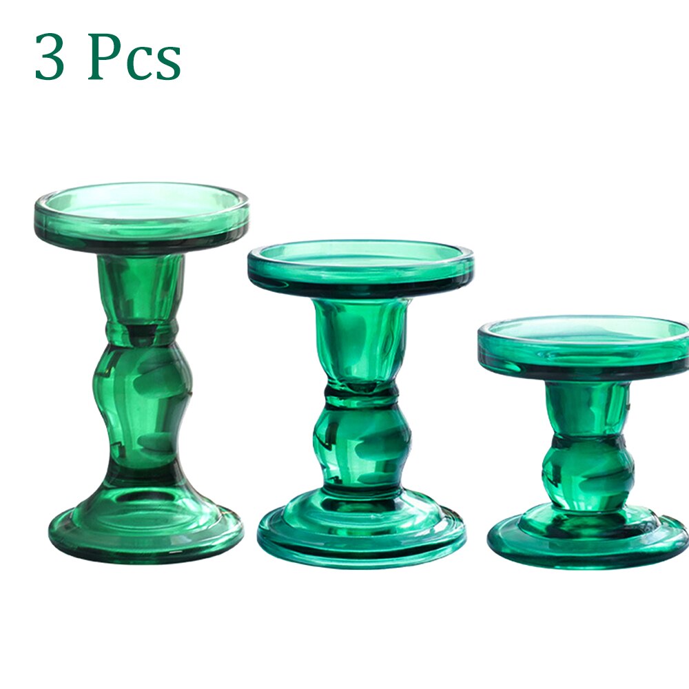 Retro Glass Candle Holder European Transparent/Gre... – Grandado