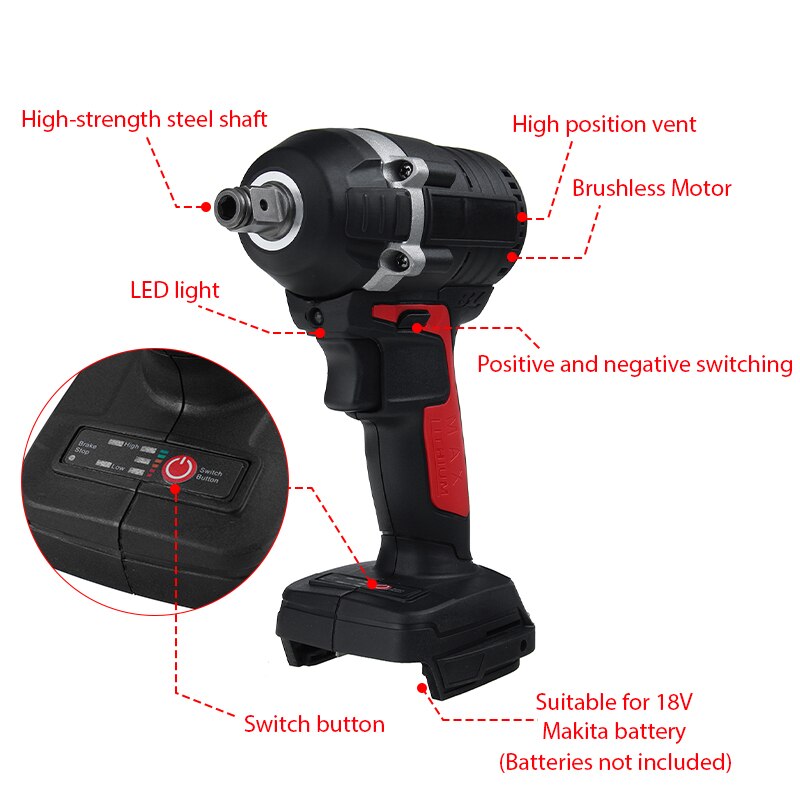 520N.m Torque Brushless Electric Impact Wrench Rec... – Vicedeal