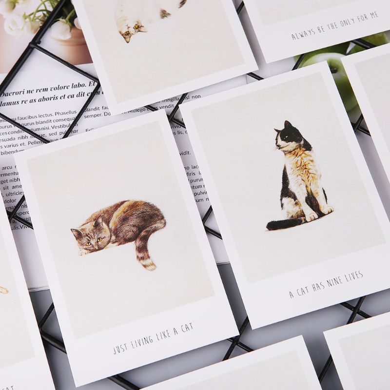 30 Sheets Cute Cat Paintings Retro Vintage Postcar... – Grandado