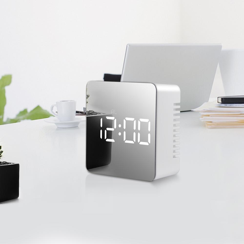 Table Clock LED Mirror electronic clocks desktop T... – Vicedeal