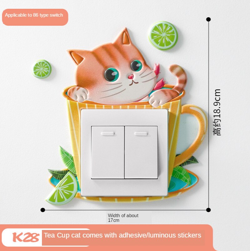 Lichtgevende Cartoon Schakelaar Sticker 3D Silicon... – Vicedeal