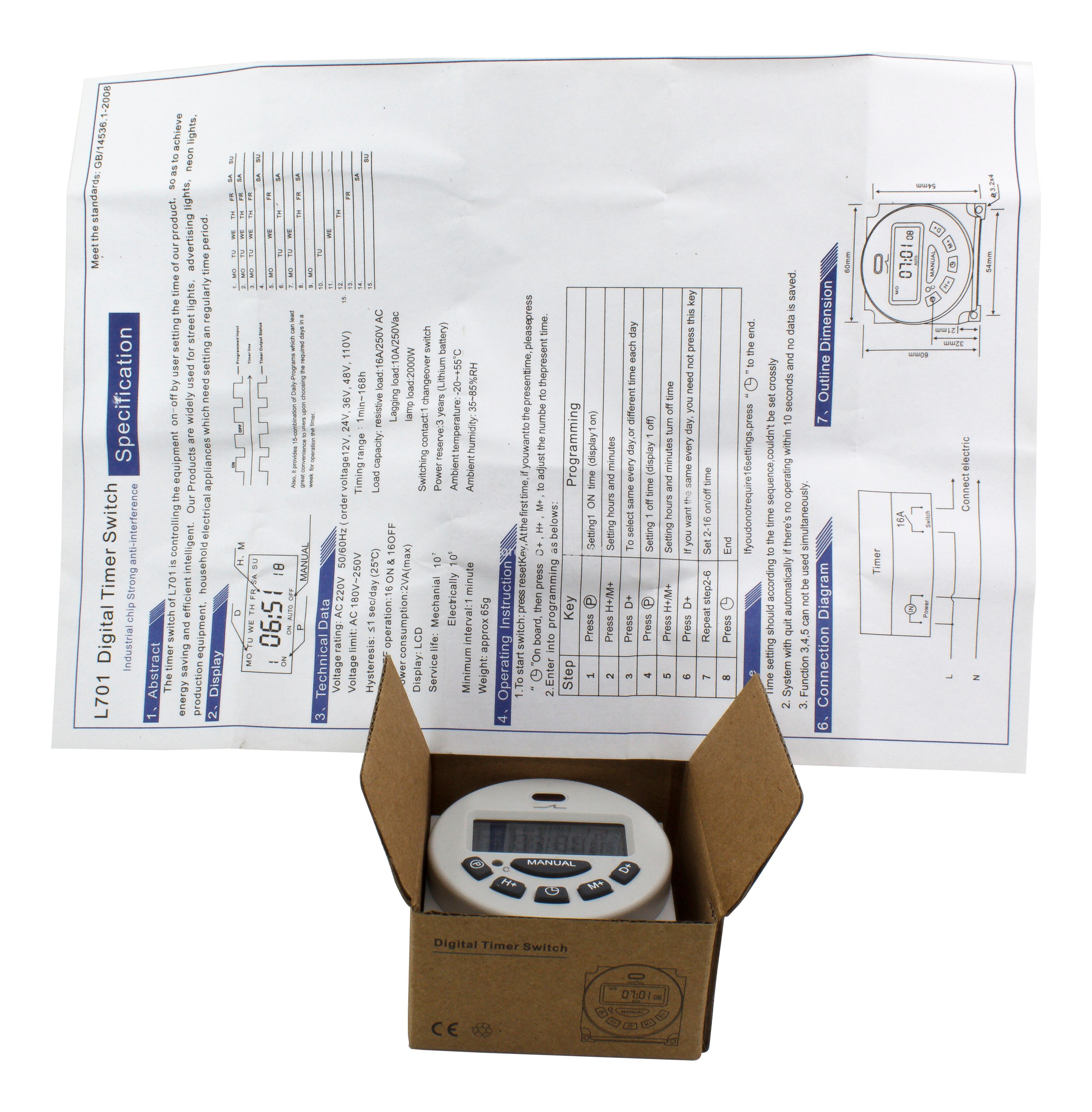 L701 cn101a 16a digital timer veckoprogrammerbar e... – Grandado L701 cn101a 16a digital timer veckoprogrammerbar e... – Grandado