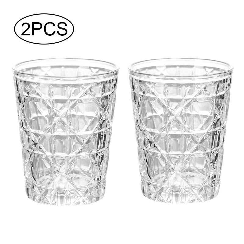 2Pcs Retro Plaid Wine Glass Transparent Whiskey Gl... – Grandado