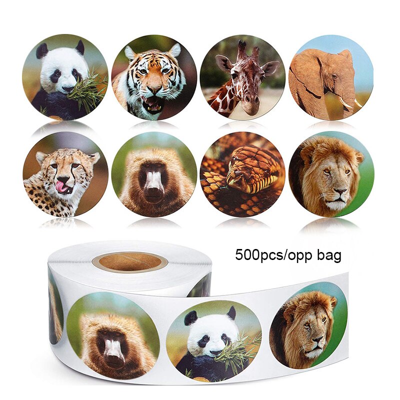500 Pcs/Roll Zoo Animals Cartoon Stickers For Kids... – Grandado