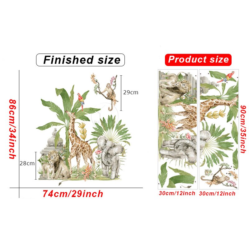 Large Tropical Animals Wall Stickers for Kids room... – Grandado