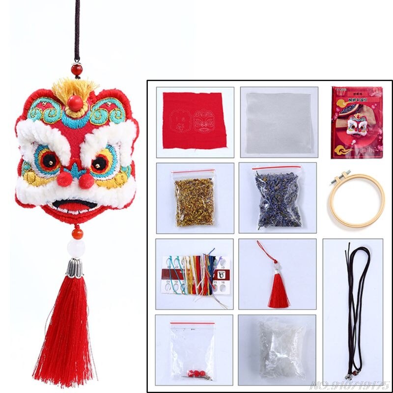 Chinese Lucky Fortune Lion DIY Embroidery Hoop Kit... – Grandado