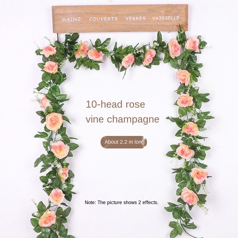 2.2m Silk Artificial Roses Flowers Rattan String V... – Vicedeal