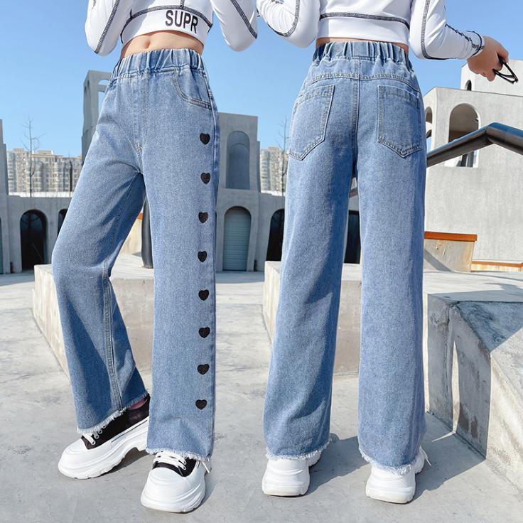 Teens Girl Wide Leg Jeans Kids Girls Denim Pants C... – Vicedeal