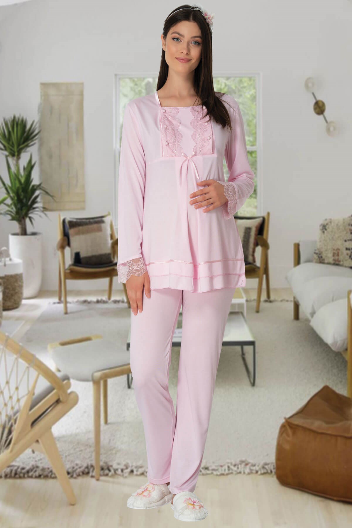 Long Sleeve Postpartum Pajamas Set Cotton Women Po... – Vicedeal