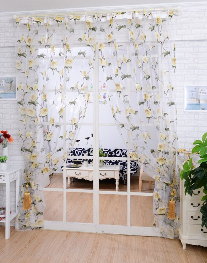 Brilliant Peony Tulle Window Screens Door Balcony ... – Grandado