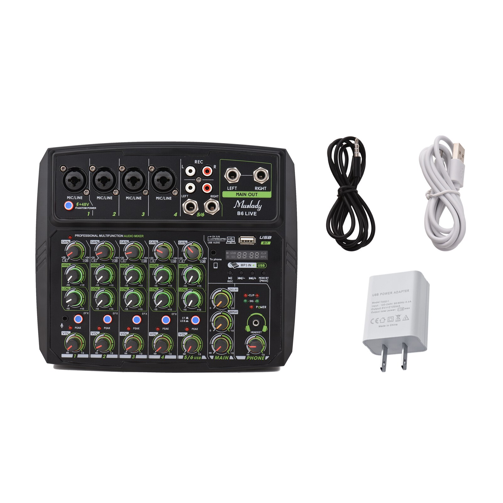 Muslady 6-Channel Audio Mixer Mixing Console LED S... – Grandado