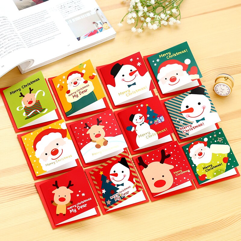 (12 pieces/lot) Cute Cartoon Christmas Card Mini G... – Grandado