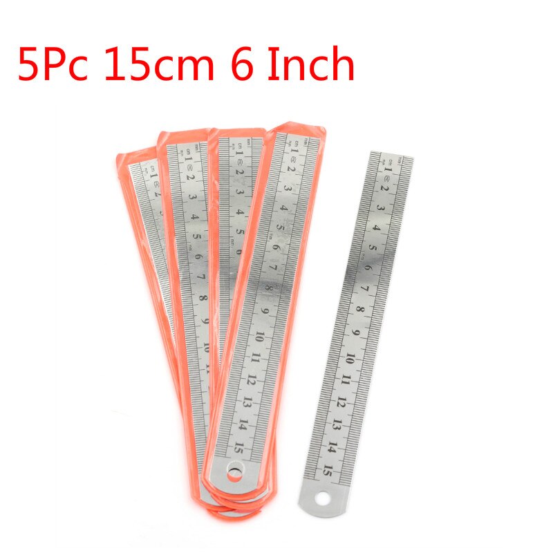 5Pc 15cm 6 Inch Stainless Steel Metal Straight Rul... – Grandado