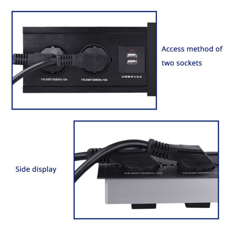 Metal Plate Slide Pattern Hidden 2 Power EU Socket... – Grandado