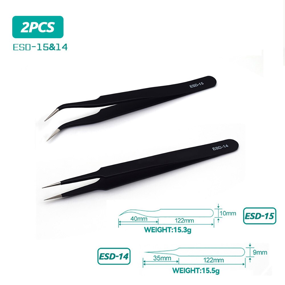 ESD Anti-Static Stainless Steel Tweezers Precision... – Vicedeal