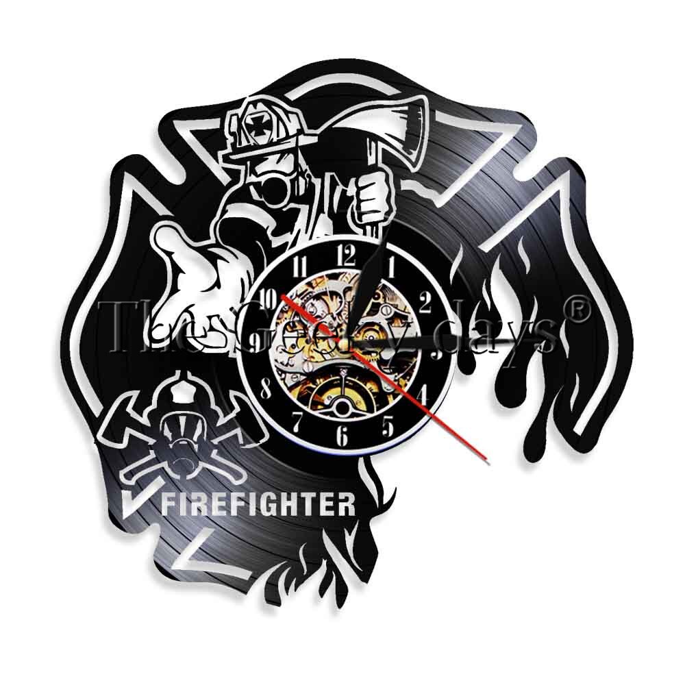 1Piece Firefighter Idea For Firemen Vinyl Clock Re... – Grandado