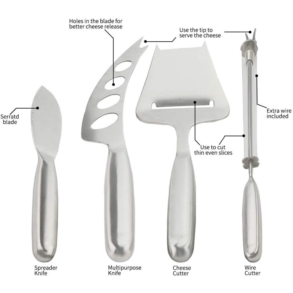 4Pcs Cheese Knifes Set Cheese Shovel Cutter and Fo... – Grandado