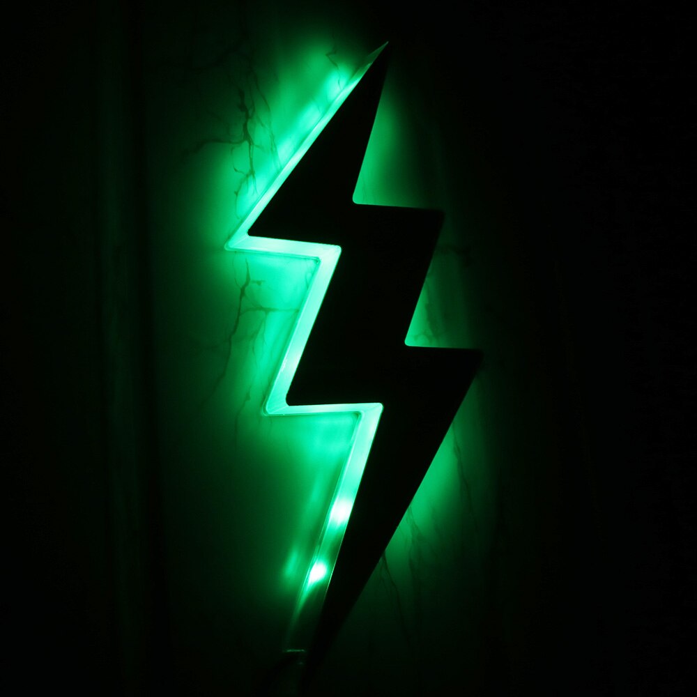 Lightning Bolt Decorative Wall Art Mirror With LED... – Grandado