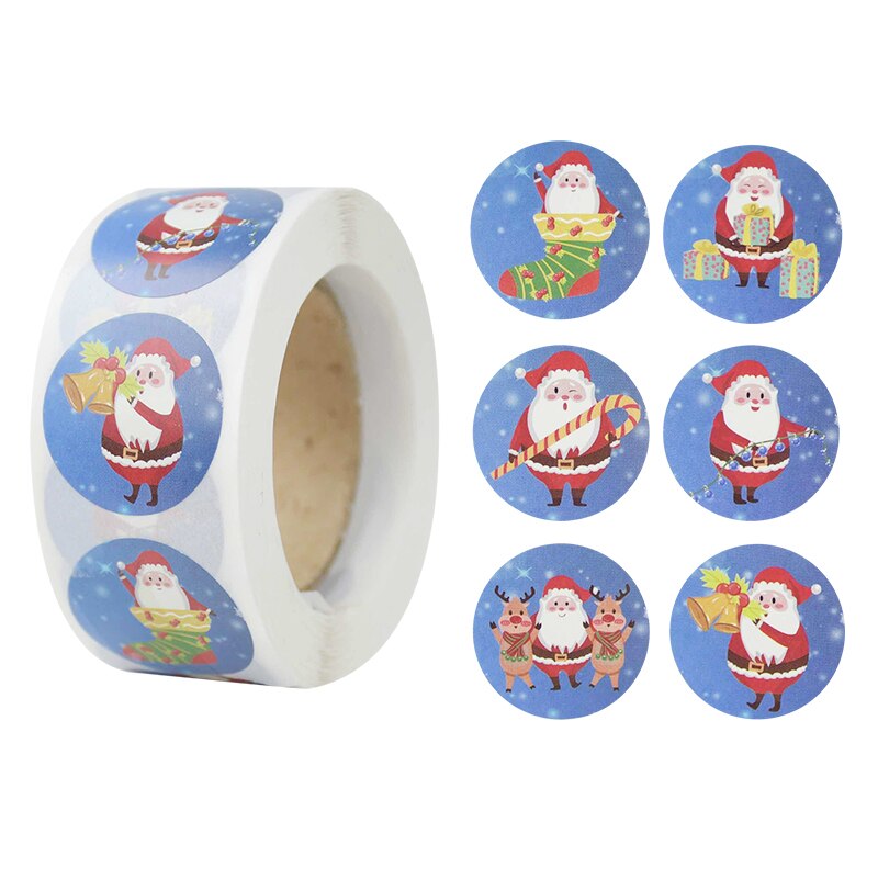 500 st jul tecknad jultomten rund klistermärke god... – Vicedeal