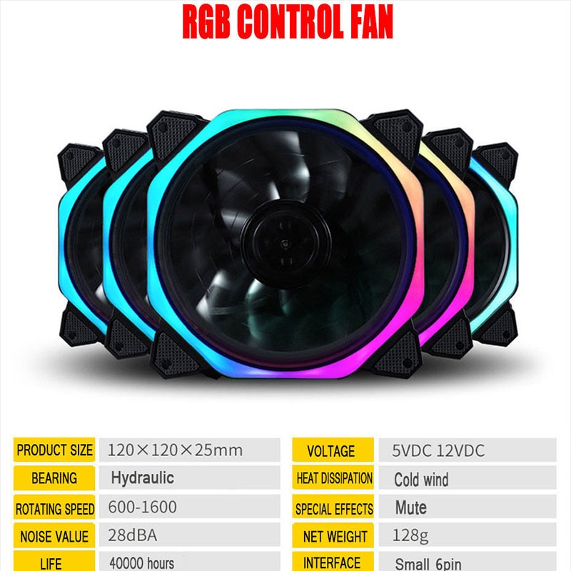 120mm Fan PC Case Fan Cooler RBG Adjustable Comput... – Grandado