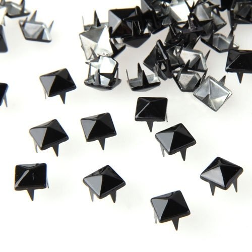 LOT 100 PYRAMID STUDS LOOSE BLACK SQUARE MM 8 – Grandado